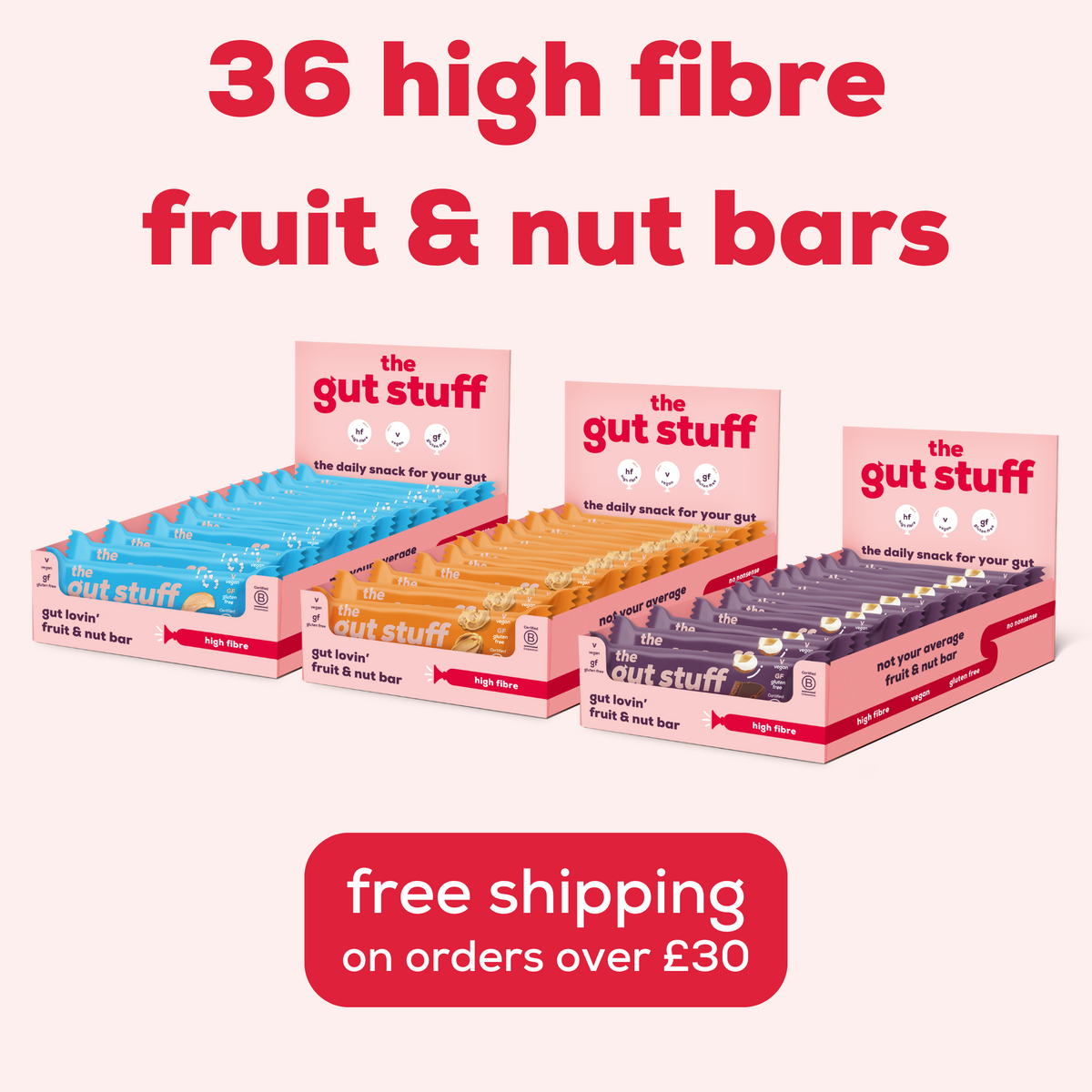 high fibre bars 'bestseller' bundle (36 bars) – The Gut Stuff