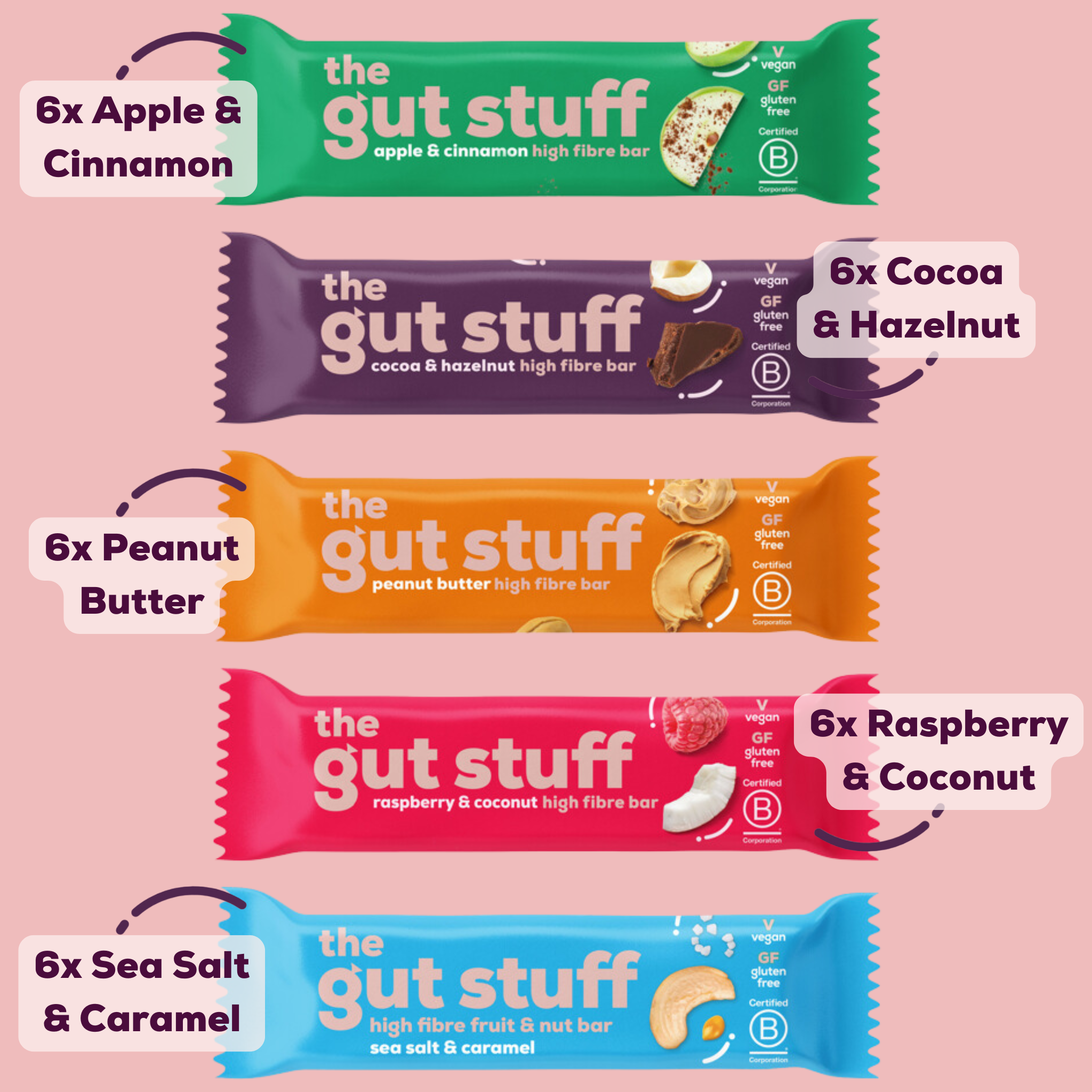 high fibre bars mixed flavour x30 - the gut stuff – The Gut Stuff